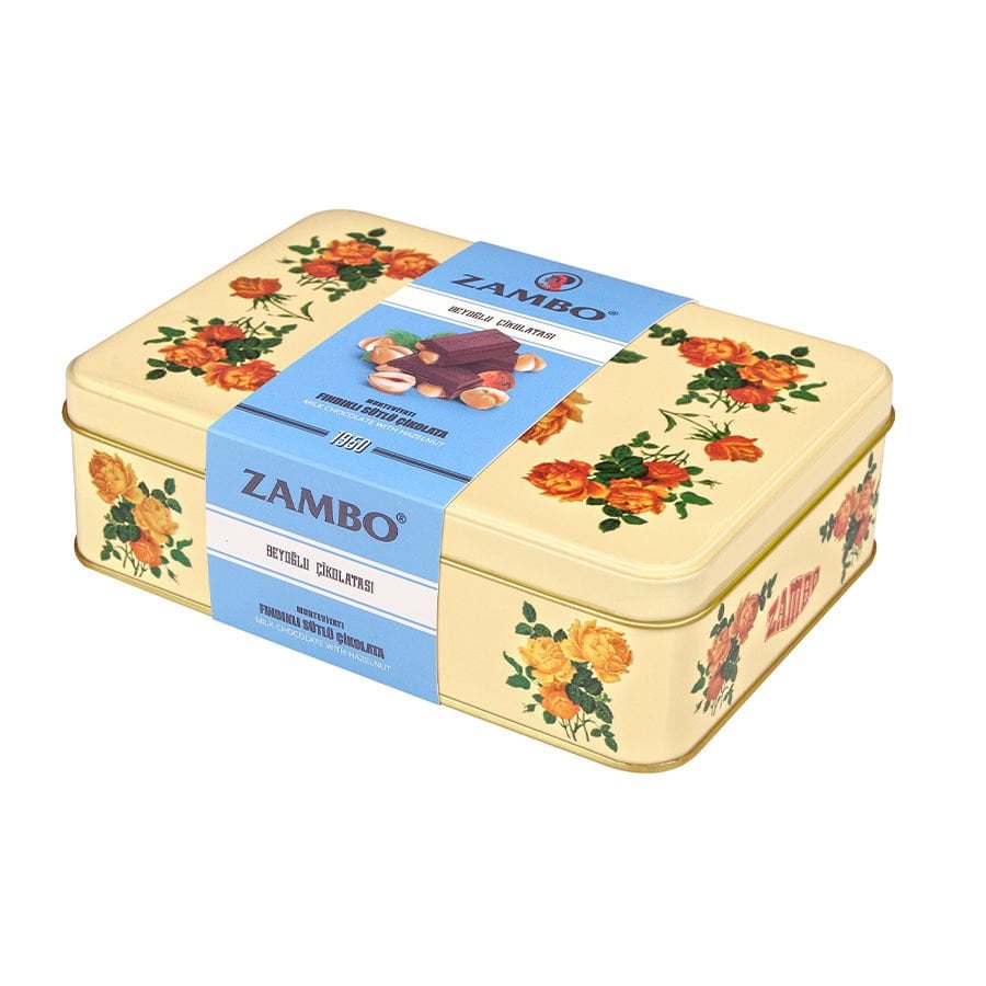 Zambo Nostalgic Tin Milk Chocolate with Hazelnuts 480 g – Lujain Beauty